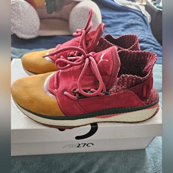 Puma | Shoes | Puma Red And Tan Sneakers | Poshmark